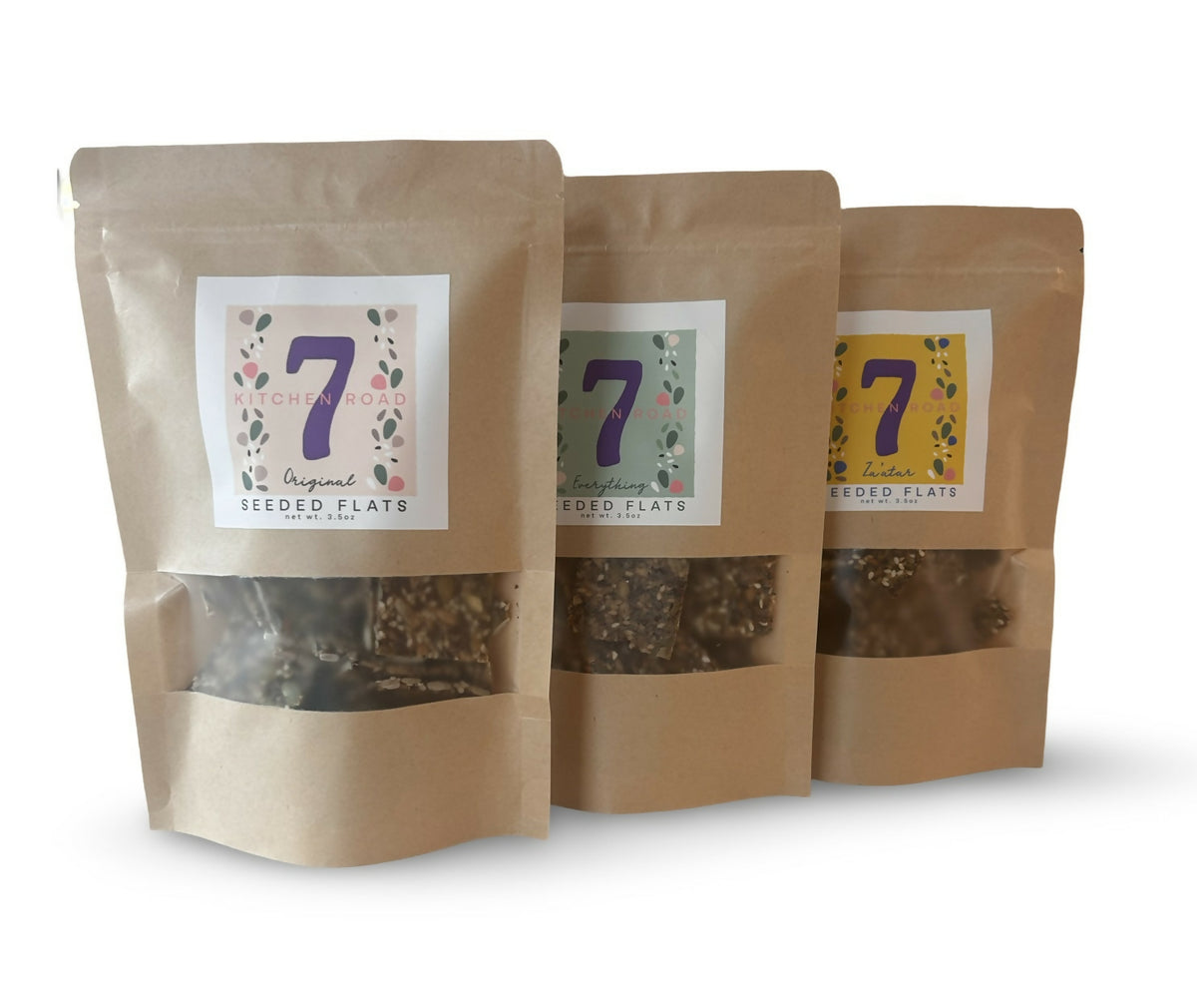 7 Kitchen Road Seeded Flats, Sampler 3-Pack (Original, Everything, and ...